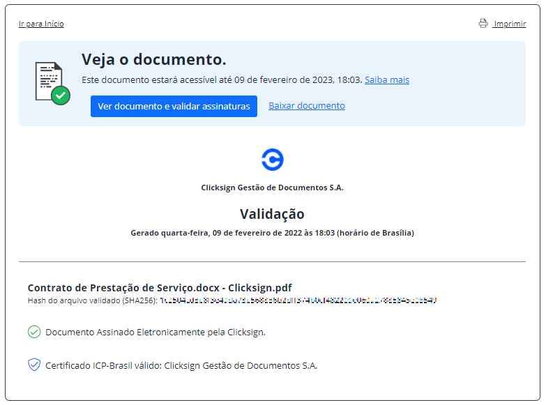 Como validar um documento impresso?